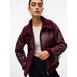 V&eacute;ro Moda VERO MODA Damen Kurzjacke "VMVIRGINIA SHORT JACKET BOO"winetasting, Gr. XS, unifarben, unifarben mit Farbeinsatz, Web, Obermaterial: 100% Polyester,