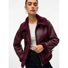 V&eacute;ro Moda VERO MODA Damen Kurzjacke "VMVIRGINIA SHORT JACKET BOO"winetasting, Gr. M, unifarben, unifarben mit Farbeinsatz, Web, Obermaterial: 100% Polyester,