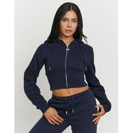 Strickjacke Tally Weijl "SSWCOCORA3", Damen, Gr. M, nuit, Strick, Obermaterial: 64% Baumwolle, 36% Polyester, unifarben, figurbetont kurz, ohne Ausschnitt, Strickjacken Strickjacke, Baumwollmischung, Basic, k&uuml;rzer geschnitten, aus super softem Material