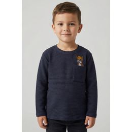 Langarmshirt name it "NMMROFUS LS NREG TOP", Jungen, Gr. 122/128, navy blazer, Jersey, Obermaterial: 95% Baumwolle, 5% Elasthan, bestickt, Rundhals, Shirts Langarmshirt