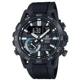 Smartwatch Casio EDIFICE, schwarz (t&uuml;rkis, schwarz, schwarz), Smartwatches, Herren, Smartwatch, Armbanduhr, Herrenuhr, Bluetooth, Stoppfunktion, Weltzeit, digital