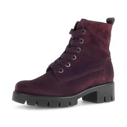 Gabor Damen Schn&uuml;rstiefelette, Gr. 38,5beere, Veloursleder, unifarben, Schuhe, Schn&uuml;rboots mit Blockabsatz