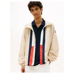 Tommy Hilfiger Windbreaker TOMMY JEANS "CHICAGO FLAG", Herren, Gr. M, wei&szlig; clay, Web, Obermaterial: 100% Polyester, unifarben, regular fit normal, Rundhals, eingesetzt elastischer Bund, Jacken Windbreaker, Regular fit mit Kapuze