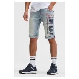Jeansshorts CAMP DAVID, Damen, Gr. 38, Kurz, grau blau print, Denim/Jeans, Material: 98% Baumwolle, 2% Elasthan, bedruckt, slim fit, Jeans Jeansshorts, mit normaler Leibh&ouml;he