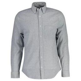 Langarmhemd Gant "REGULAR COTTON LINEN PRINT SHIRT", Herren, Gr. L, N-Gr, cream, Web, Obermaterial: 55% Leinen, 45% Baumwolle, kariert, regular fit normal, Rundhals, eingesetzt Manschette, Hemden, Regular fit mit Button-Down-Kragen