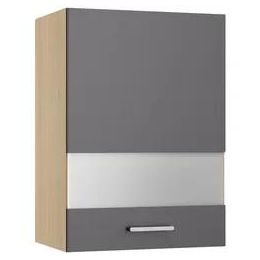 H&auml;ngeschrank KOCHSTATION "KS-Lucy", anthrazit, eiche hell, B:50cm H:70,4cm T:34,6cm, Schr&auml;nke, H&auml;ngeschrank, Breite 50 cm, mit 1 Segmentglast&uuml;r, 2 Einlegeb&ouml;den, Soft-Close
