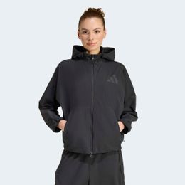 Damen Sweatjacke "W Z.N.E. WV TT", schwarz, Gr. L, adidas Sportswear, Obermaterial: 85% Polyamid, 15% Elasthan, Sweatjacken