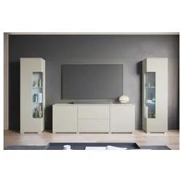 Wohnwand OTTO HOME "KENIA", braun (kaschmir), B:270cm H:161cm T:34cm, Holzwerkstoff, Kastenm&ouml;bel-Sets, Wohnwand, Vitrinen mit Eckverglasung, h&auml;ngend und stehend montierbar, Topseller