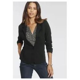 Kurzblazer soyaconcept "SC-DANIELA 1", Damen, Gr. XS, schwarz, Web, Obermaterial: 73% Polyester, 24% Viskose, 3% Elasthan, gepflegt, unifarben, tailliert normal, tiefer V-Ausschnitt, Blazer Kurzblazer, ein modisches Basic
