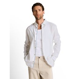 Tom Tailor Herren Langarmhemd, wei&szlig;, Gr. XXL, unifarben, Web, Obermaterial: 55% Leinen, 45% Baumwolle, Hemden, mit Leinen