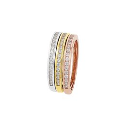 Amor Damen Ring-Set, 52, Silber 925 (Sterlingsilber), 7mmsilberfarben, gelbgoldfarben, ros&eacute;goldfarben, kristallwei&szlig;, Silber 925 (Sterlingsilber),