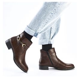 Rieker Damen Stiefelette, Gr. 39, lila, Lederimitat, unifarben, Schuhe, Business-Stiefelette, Boots, mit Innenrei&szlig;verschluss, schmale Form