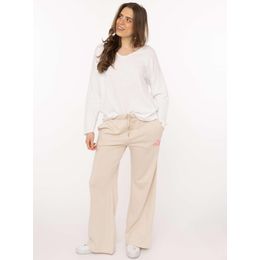 Sweathose Zwillingsherz "Feel Good Club", Damen, Gr. L/XL, N-Gr, beige, Sweatware, Obermaterial: 60% Baumwolle, 40% Polyester, bestickt, unifarben, lang, Hosen Sweathose, unifarben, kleine Stickerei