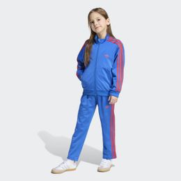M&auml;dchen Trainingsanzug "FIREBIRD"blau, semi lucid rot, Gr. 104, adidas originals, Obermaterial: 100% Polyester, Sportanz&uuml;ge, f&uuml;r Kinder, zweiteiliges