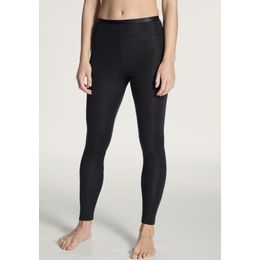 Calida Damen Leggings "True Confidence", Gr. L, schwarz, Feinripp, Obermaterial: 70% Wolle, 30% Seide, unifarben, Hosen, w&auml;rmend, elastisch,