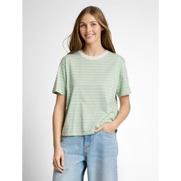 Damen T-Shirt, gr&uuml;n, Gr. XXL, Tom Tailor Denim, gestreift, Single Jersey, Obermaterial: 100% Baumwolle, Shirts, mit Streifen Muster