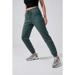 Sweathose Only Play "ONPLOUNGE HW SWEAT PNT - NOOS", Damen, Gr. S, N-Gr, mediterranea, Sweatware, Obermaterial: 80% Polyester, 15% Viskose, 5% Elasthan, unifarben, regular fit kn&ouml;chellang, Hosen Sweathose, mit Kordelzug