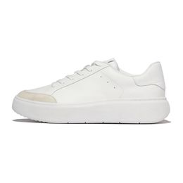 fitflop Damen Sneaker "RTG", Gr. 36, wei&szlig;, Leder, Lederimitat, Veloursleder, Schuhe, Plateausneaker, Schn&uuml;rschuh im Retro Look