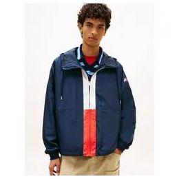 Tommy Hilfiger Windbreaker TOMMY JEANS "CHICAGO FLAG", Herren, Gr. S, schwarz night navy, Web, Obermaterial: 100% Polyester, unifarben, regular fit normal, Rundhals, eingesetzt elastischer Bund, Jacken Windbreaker, Regular fit mit Kapuze