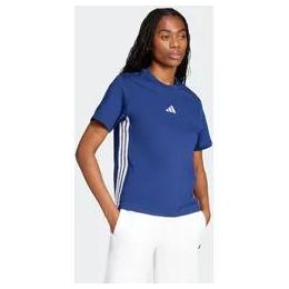 T-Shirt Adidas SPORTSWEAR "ESSENTIALS 3-STREIFEN COTTON", Damen, Gr. XS, blau (dunkelblau, wei&szlig;), Obermaterial: 100% Baumwolle, normal, Rundhals, Shirts T-Shirt