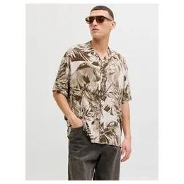Jack & Jones Kurzarmhemd JACK & JONES "JJEJEFF RESORT AOP SHIRT S/S LN", Herren, Gr. XL, N-Gr, string, Web, Obermaterial: 100% Viskose, bedruckt, normal, Hemden