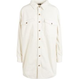 Urban Classics Damen Kurzarmshirt "Urban Classics Damen Ladies Long Corduroy Overshirt", wei&szlig;, Gr. 5XL, unifarben, 100% Baumwolle, Blusen
