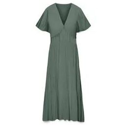 V&eacute;ro Moda Sommerkleid VERO MODA "VMMENNY SS 7/8 V-NECK DRESS WVN GA", Damen, Gr. M, N-Gr, laurel wreath, Web, Obermaterial: 100% Viskose, unifarben, wadenlang, V-Ausschnitt, Kleider Sommerkleid, Viskose