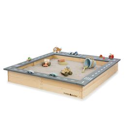Muddy Buddy Sandkasten, Grau, Natur, Holz, Zypresse, massiv, 125x20x135 cm, EN 71, Spielzeug, Holzspielzeug