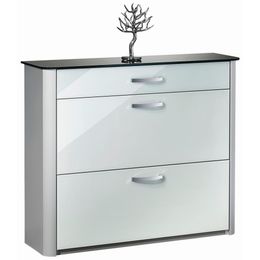 Moderano Schuhschrank, Silber, Wei&szlig;, Alu, Metall, 1 Schublade(n) Schubladen, 117x97x35 cm, Typenauswahl, Beim&ouml;bel erh&auml;ltlich, Garderobe, Schuhaufbewahrung, Schuhschr&auml;nke