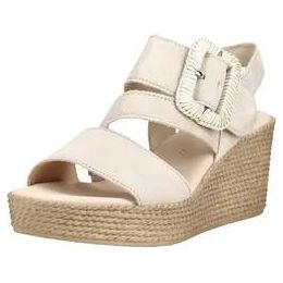 Keilsandalette Gabor "Gabor Sandalen Veloursleder", Damen, Gr. 38, beige, Veloursleder, Schuhe