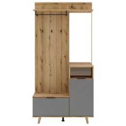 Boxxx Garderobe Nordic, Graphit, Eiche, Holzwerkstoff, 100x204x40 cm, Garderobe, Garderoben-Sets & Serien, Garderoben-Sets
