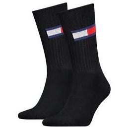 Socken Tommy Hilfiger "TH UNI TJ SOCK 2P FLAG", Damen, Gr. 43-46, schwarz, Baumwollmischung, normal, Socken Socken, mit gro&szlig;em Logo