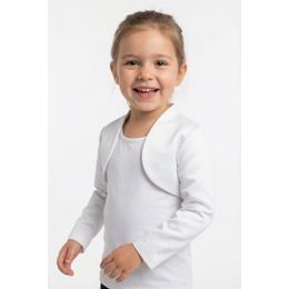 happy girls M&auml;dchen Bolero "cardigan", wei&szlig;, Gr. 128, unifarben, Strick, Obermaterial: 100% Polyester, Strickjacken, mit dezentem Stehkragen, ohne