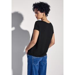 Street One Damen T-Shirt, schwarz, Gr. 36, bedruckt, Stoff, 95% Viskose, 5% Elasthan, Shirts, aus softem Materialmix