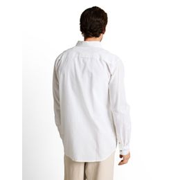 Tom Tailor Herren Langarmhemd, wei&szlig;, Gr. XXXL, unifarben, Web, Obermaterial: 55% Leinen, 45% Baumwolle, Hemden, mit Leinen