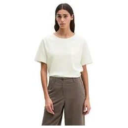 Marc O'Polo T-Shirt MARC O'POLO "mit aufgesetzter Satin-Tasche", Damen, Gr. XS, grau wei&szlig;, Obermaterial: 100% Baumwolle, unifarben, Basic, loose fit, Rundhals, normaler Saum, Shirts T-Shirt