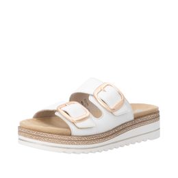 Remonte Damen Pantolette, Gr. 43sanftes wei&szlig;, Leder, unifarben, Schuhe, Hausschuh, Sommerschuh, Klettschuh mit Lite ́n Soft-Ausstattung