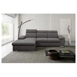 Ecksofa WERK2 "Palma modernes Schlafsofa mit Bettkasten, L-Form, B/T 282/185 cm", grau, B:282cm H:88cm T:185cm, 92% Polyester, 8% Nylon, Sofas, Ecksofa, Kopfteile verstellbar, komfortable Wellenunterfederung, L-Form