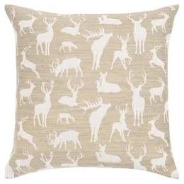 Dekokissen Pad "HERD", beige, wei&szlig;, B:45cm L:45cm, Acryl, Baumwolle, Polyester, Viskose, Wolle, Dekokissen_Sitzkissen_Kissenh&uuml;llen, Made in Europe