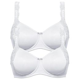 SuSa Damen Minimizer-BH "2er Pack Minimizer BH mit B&uuml;gel London", Gr. 80, wei&szlig;, Obermaterial: 77% Polyamid PA. 23% Elasthan EL., BHs