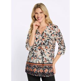 Classic Basics Damen Longbluse, bunt, Gr. 46, gebl&uuml;mt, gemustert, 100% Polyester, Blusen