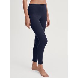 Calida Damen Leggings "True Confidence", Gr. L, blau, Feinripp, Obermaterial: 70% Schurwolle, 30% Seide, Hosen, w&auml;rmend, elastisch,