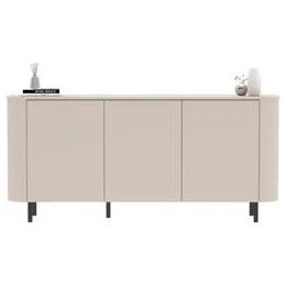 Sideboard OTTO HOME "Lido, 181 cm breit, 3 T&uuml;ren, Anrichte, Kommode, Stauraumschrank", cashmere, B:181cm H:83cm T:43cm, FSC-zertifizierter Holzwerkstoff, Sideboards, Sideboard, Formgebogenes MDF, Stirnseiten mit Rundung, Push-to-open, Metallf&uuml;&szlig;e