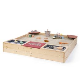 Muddy Buddy Sandkasten Beach Rebel, Natur, Rosa, Holz, Zypresse, massiv, 125x20x135 cm, EN 71, Spielzeug, Holzspielzeug