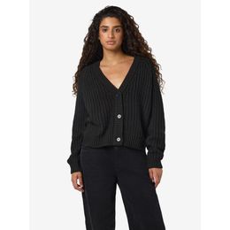 Strickjacke Noisy may "NMCHARLIE L/S V-NECK KNIT CARDIGAN NOOS", Damen, Gr. L, schwarz, Strick, Obermaterial: 100% Polyacryl, unifarben, regular fit h&uuml;ftlang, tiefer V-Ausschnitt, Strickjacken Strickjacke