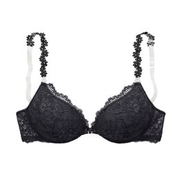Vivance Damen Push-up-BH, Gr. 80, schwarz, Microtouch, Obermaterial: 90% Polyamid, 10% Elasthan, BHs, mit 3 Tr&auml;gern (Wechseltr&auml;ger) zum Austauschen,