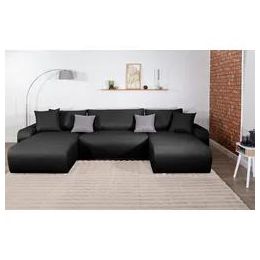 Wohnlandschaft Collection AB "Paola U-Form, B: 314 cm", anthrazit, B:314cm H:41cm T:169cm, 100%Polyester, Sofas, Wohnlandschaft, Bettfunktion, Bettkasten & 4 Zierkissen, Federkern, Topseller