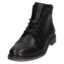 Bugatti Herren Schn&uuml;rboots, Gr. 44, schwarz, Leder, Basic, Schuhe, Stiefel, Schn&uuml;rstiefelette, Business-Boots mit Rei&szlig;verschluss