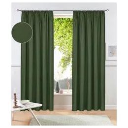 Vorhang OTTO HOME "Parry" Gr. 1, gr&uuml;n (oliv), B:140cm H:145cm, Polyester, Recyceltes Material, Gardinen, 2-er Set, blickdicht, monochrom, basic, einfarbig, Bestseller