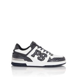 Sneaker Plein Sport "Low-Top Sneakers PS Cocco", Herren, Gr. 46, Normalschaft, 0114, wei&szlig;, dunkelblau, Schuhe Sneaker